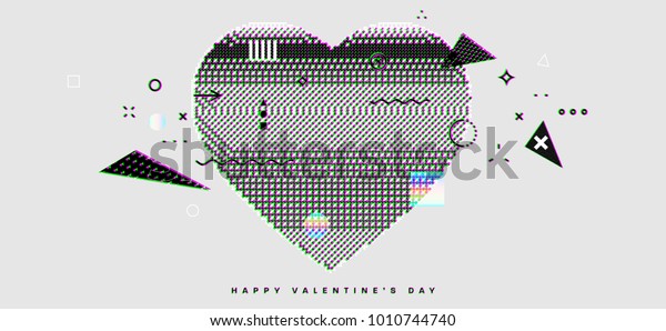 Abstract Geometric Glitch Art Love Heart Stock Vector (Royalty Free ...