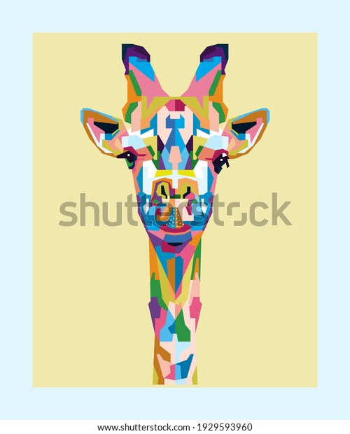 Abstract Geometric Head Giraffecolorful Wpap Popart Stock Vector ...