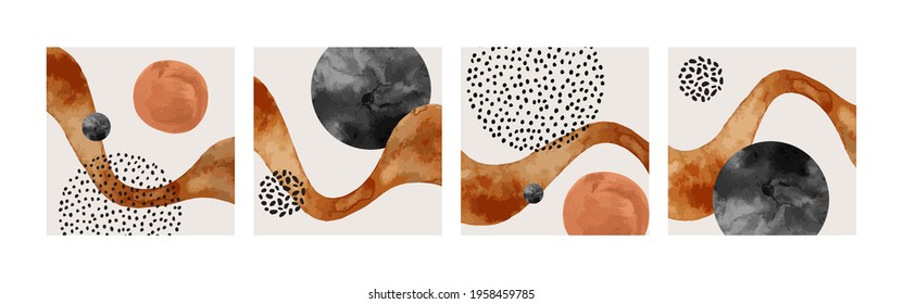 Abstract Geometric Natural Shapes Poster Set Stock Vector (Royalty Free ...