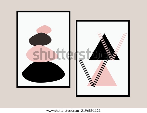 Abstract Geometric Natural Shapes Poster Set Stock Vector (Royalty Free ...