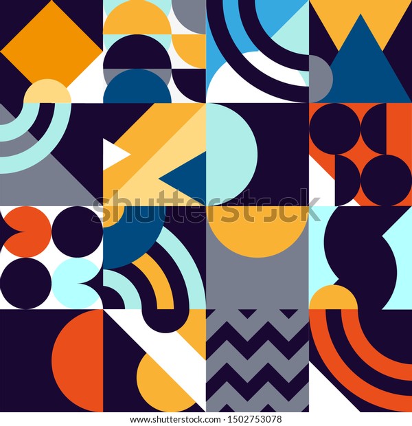 Abstract Geometric Patten Multicolored Primitive Shapes Stock Vector ...