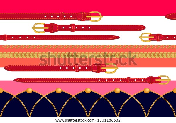 Abstract Geometric Print Red Leather Belts Stock Vector (Royalty Free ...