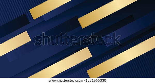 Abstract Geometric Shape Blue Gold Background Stock Vector (Royalty ...