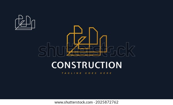 Abstract Gold Construction Logo Design Line Stock Vector (Royalty Free ...
