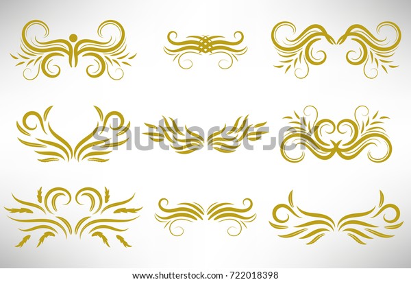 Abstract Gold Curly Design Element Set Stock Vector (Royalty Free ...