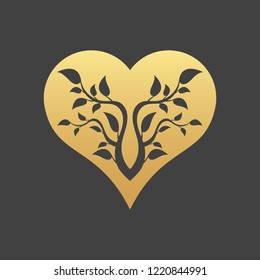 Abstract Gold Heart Tree Concept On Stock Vector (Royalty Free ...