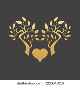 Abstract Gold Heart Tree Concept On Stock Vector (Royalty Free ...