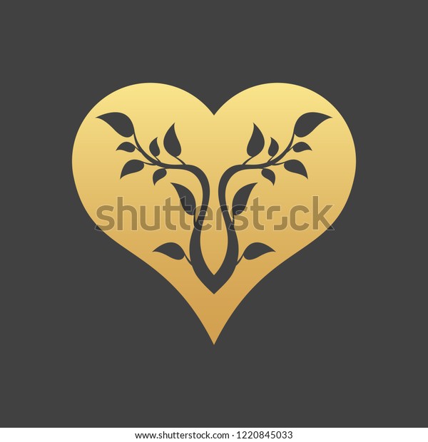 Abstract Gold Heart Tree Concept On Stock Vector (Royalty Free ...