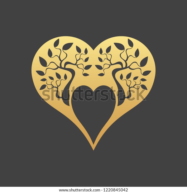 Abstract Gold Heart Tree Concept On Stock Vector (Royalty Free ...