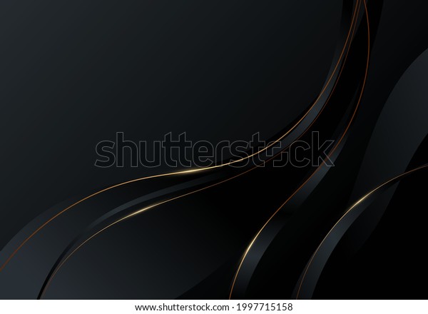 Abstract Gold Wave Line On Black Stock Vector (Royalty Free) 1997715158 ...