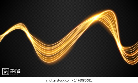 Abstract Gold Wavy Line Light Transparent Stock Vector (Royalty Free ...