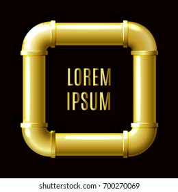 Abstract Golden Pipes Border Frame Isolated Stock Vector (Royalty Free ...