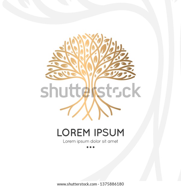 Abstract Golden Tree Logo On White Stock Vector (Royalty Free ...