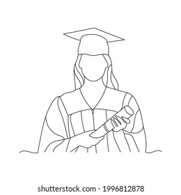 Abstract Graduates Line Drawing Vector Illustration Stock Vector ...