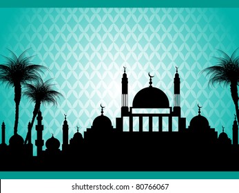 Abstract Green Background Tree Mosque Stock Vector (Royalty Free) 80766067