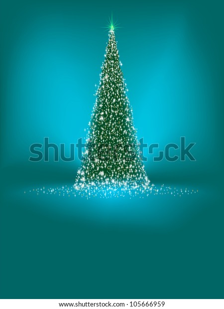 Abstract Green Christmas Tree On Blue Stock Vector (Royalty Free ...