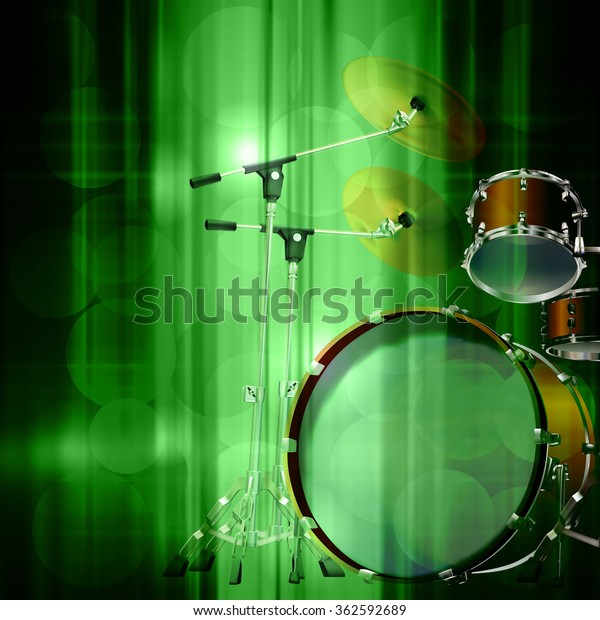 Abstract Green Music Background Drum Kit Stock Vector (Royalty Free ...