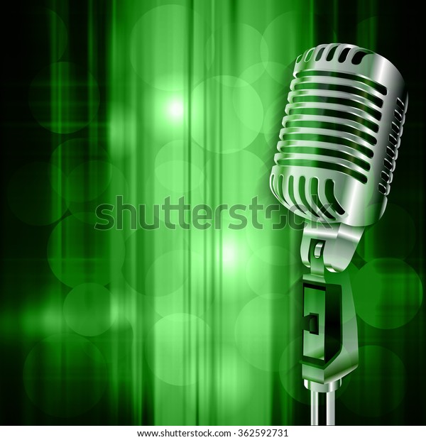 Abstract Green Music Background Retro Microphone Stock Vector (Royalty ...