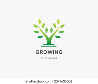 Abstract Green Tree Growing Logo 库存矢量图（免版税）2079635002 | Shutterstock