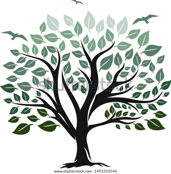 Abstract Green Tree On White Background Stock Vector (Royalty Free ...
