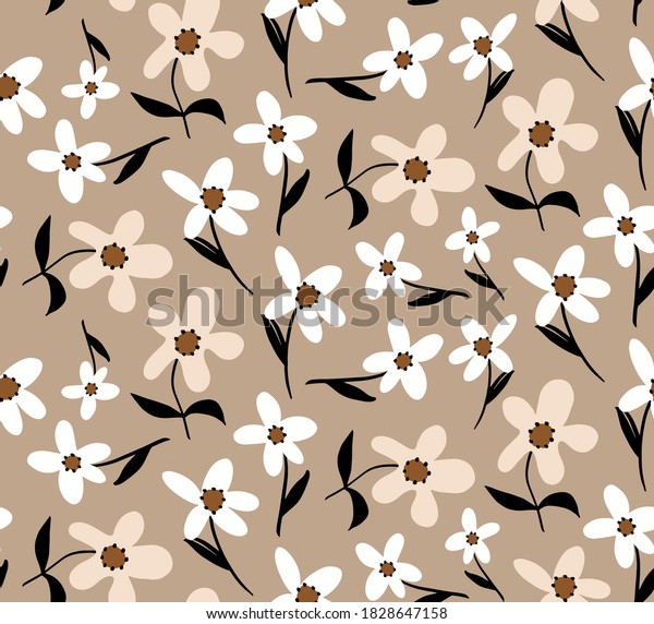 Abstract Hand Drawing Geometric Daisy Flowers Stock Vector (Royalty ...