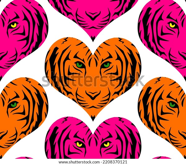 Abstract Hand Drawing Heart Shaped Tiger Stock Vector (Royalty Free ...