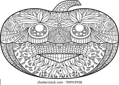 Abstract Hand Drawn Pumpkin Coloring Book Stock Vector (Royalty Free ...
