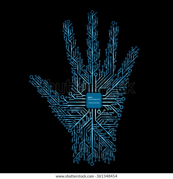 Abstract Hand Electronic Circuit Chip Design Stock Vector (Royalty Free ...