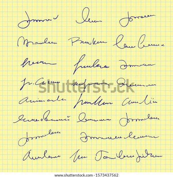 Abstract Handwritten Signatures Design Documents Sheet Stock Vector ...