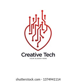Abstract Heart Logo Designs Tech Logo Stock Vector (Royalty Free ...