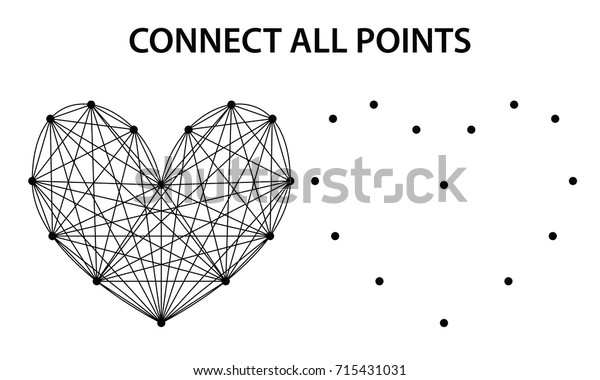 Abstract Heart Shape Connecting Dots Lines Stock Vector (Royalty Free ...
