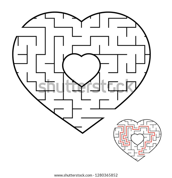 Abstract Heart Shaped Labyrinth Game Kids Stock Vector (Royalty Free ...