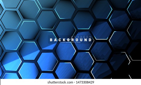 Abstract Hexagon Blue Neon Gradient Pattern Stock Vector (Royalty Free ...