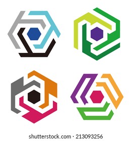 Abstract Hexagon Logo Pattern Colorful Icons: vector de stock (libre de ...