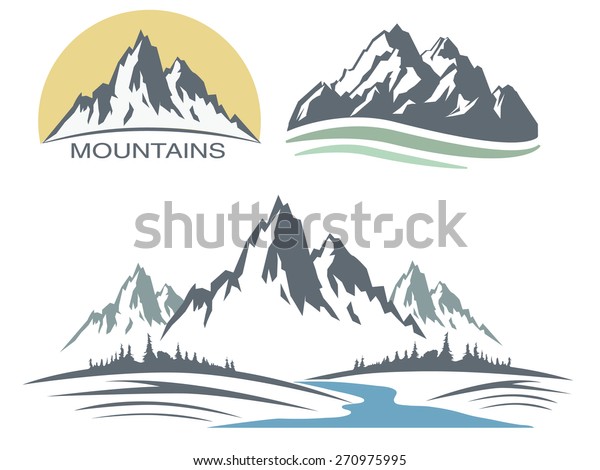 Abstract High Mountain Icon Set Stock Vector (Royalty Free) 270975995