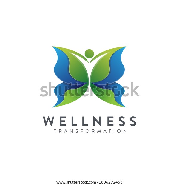 Abstract Human Butterfly Transformation Wellness Logo Stock Vector ...