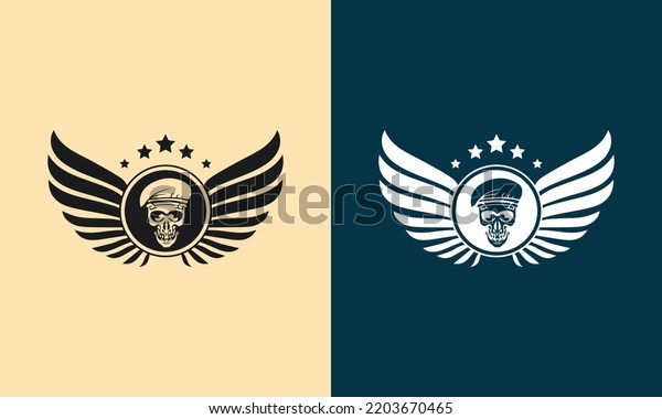 Abstract Human Skull Wings Logo Icon Stock Vector (Royalty Free ...