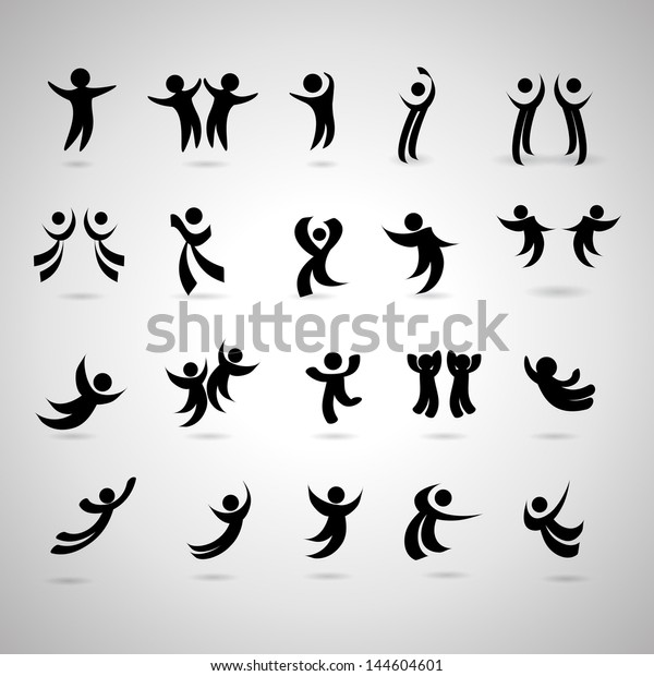 Abstract Human Symbols Set Success Celebration: เวกเตอร์สต็อก (ปลอดค่า ...