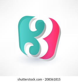 Abstract Icon Based On Number 3 Stock Vector (Royalty Free) 208361815 ...