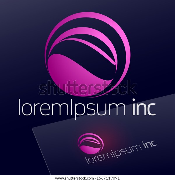 Abstract Icon, Vector Sign, Violet Logotype in Sphere Shape. Bright ...