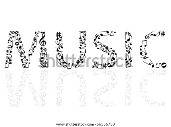 Abstract Illustration Music Word Music Notes Stock Vector (Royalty Free ...
