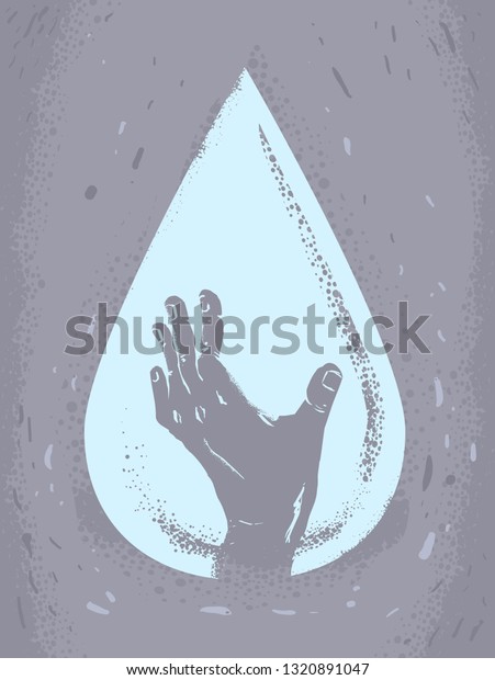 Abstract Illustration Water Drop Hand Water Stock Vector (Royalty Free ...