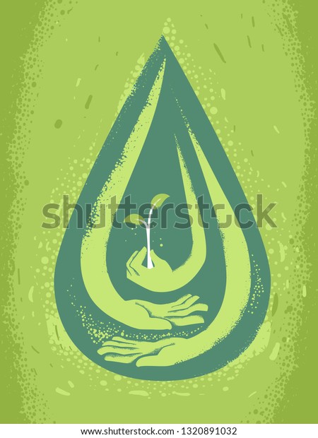 Abstract Illustration Water Drop Hands Holding Stock Vector (Royalty ...