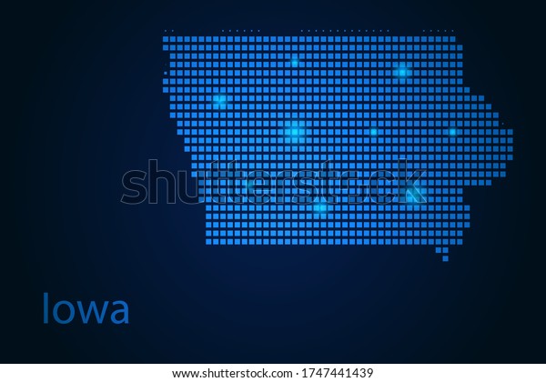 Abstract Image Iowa Map Pixels Blue Stock Vector (Royalty Free ...