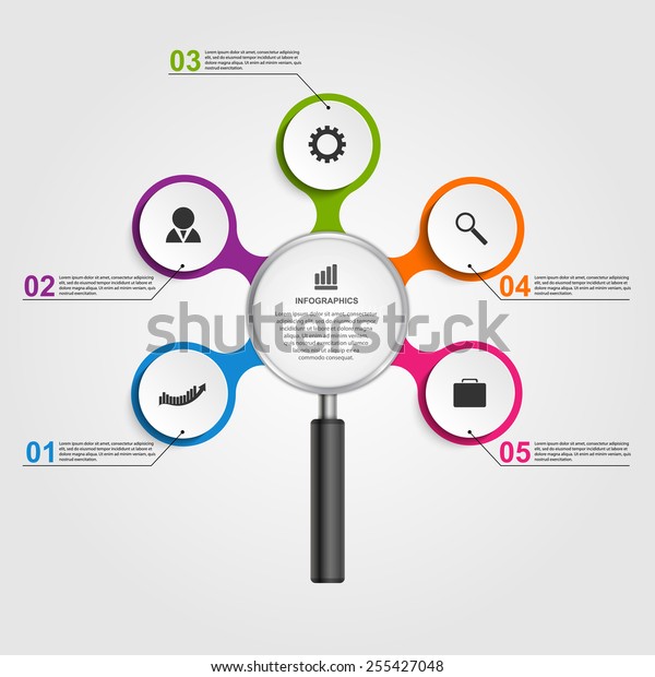 Abstract Infographic Magnifying Glass Vector Illustration Stock Vector ...