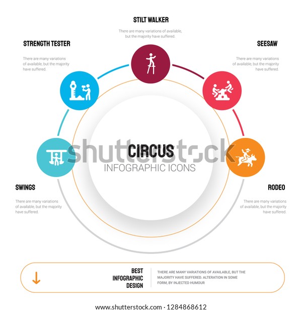 Abstract infographics of circus template. Swings, Strength tester ...