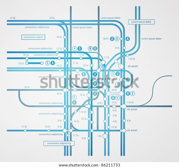 Abstract Infographics Subway Transportation Plan Stock Vector (Royalty ...