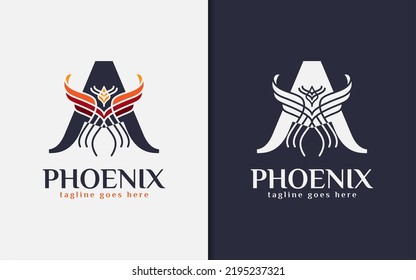 Abstract Initial Letter Combined Modern Phoenix Stock Vector (Royalty ...