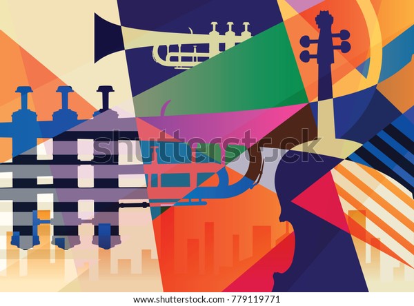 Abstract Jazz Art Music Instruments Trumpet Stock Vector (Royalty Free ...