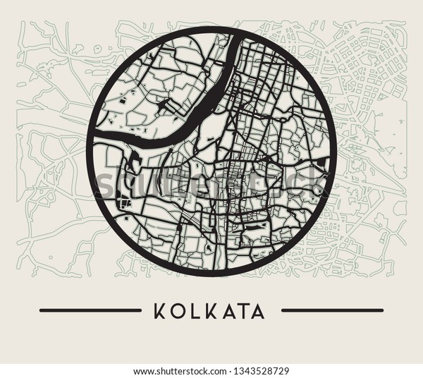 Abstract Kolkata City Map Illustration Eps Stock Vector (Royalty Free ...